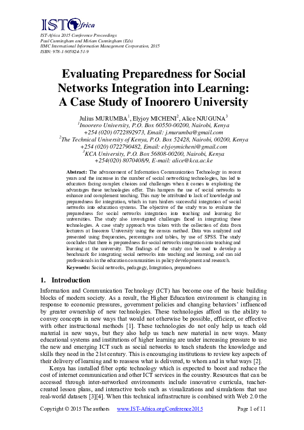 (PDF) Evaluating preparedness for social networks integration into learning: A case study of ...