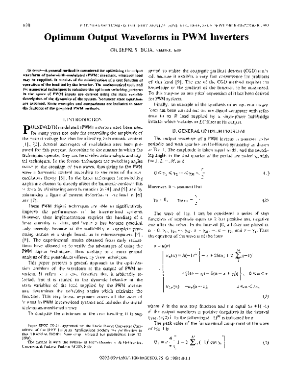 (PDF) Optimum Output Waveforms in PWM Inverters