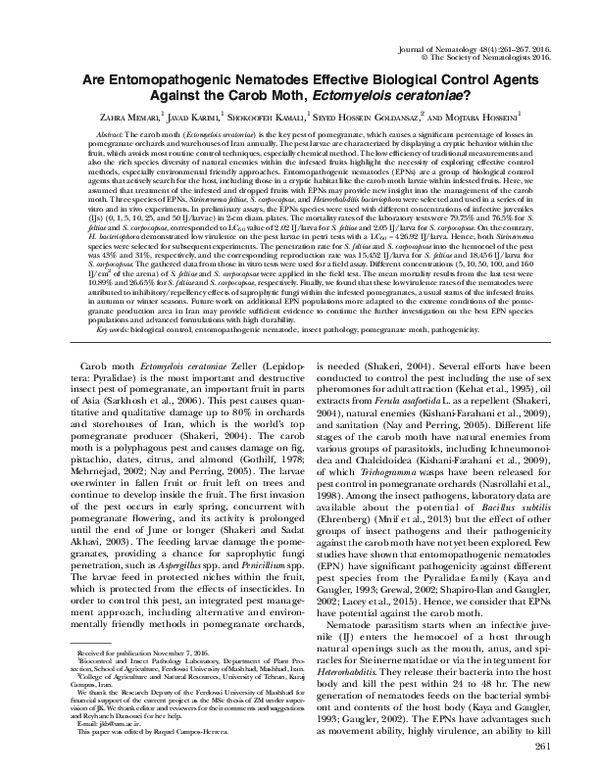 (PDF) Are Entomopathogenic Nematodes Effective Biological Control Agents Against the Carob Moth ...