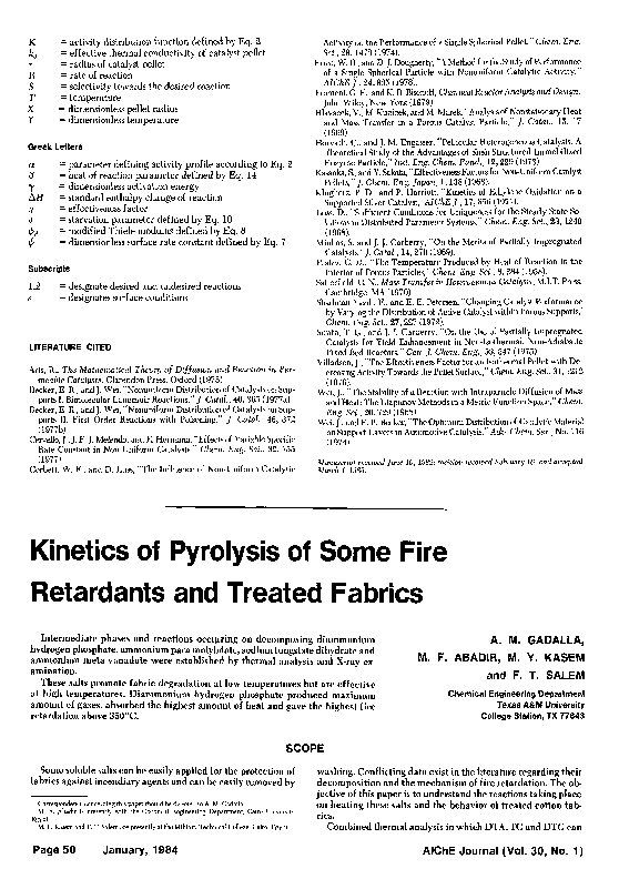 (PDF) Kinetics of pyrolysis of some fire retardants and treated fabrics ...