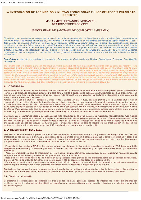 (PDF) Revista PIXEL-BIT.NÚMERO 20. Enero 2003