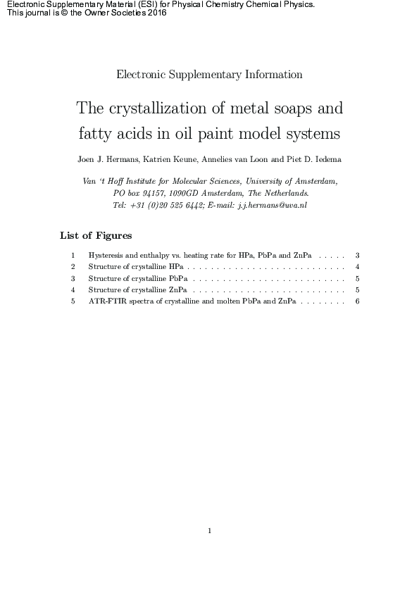 (PDF) The crystallization of metal soaps and fatty acids in oil paint ...