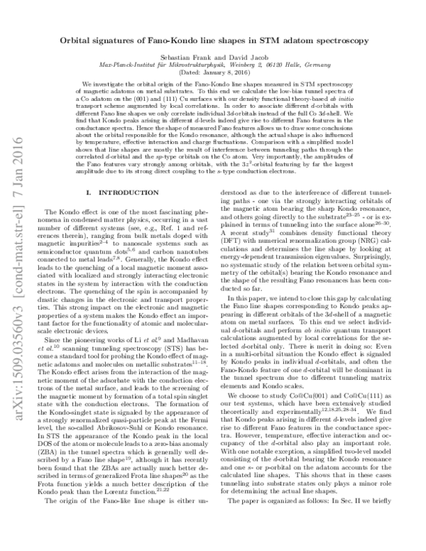 (PDF) Orbital signatures of Fano-Kondo line shapes in STM adatom ...