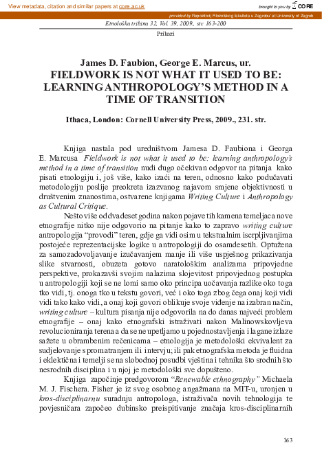 (PDF) James D. Faubion, George E. Marcus, ur. Fieldwork Is Not What It ...