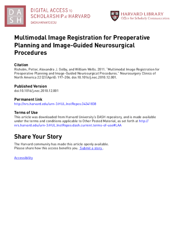 (PDF) Multimodal Image Registration for Preoperative Planning and Image ...