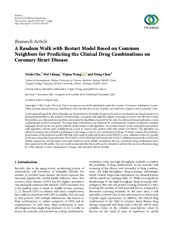 Pdf A Random Walk With Restart Model Based On Common Neighbors For Predicting The Clinical