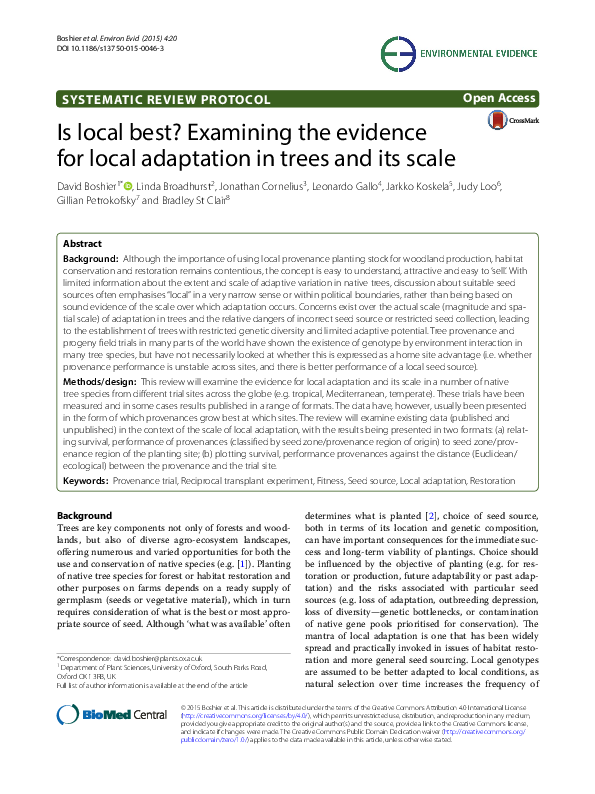(PDF) Is local best? Examining the evidence for local adaptation in ...