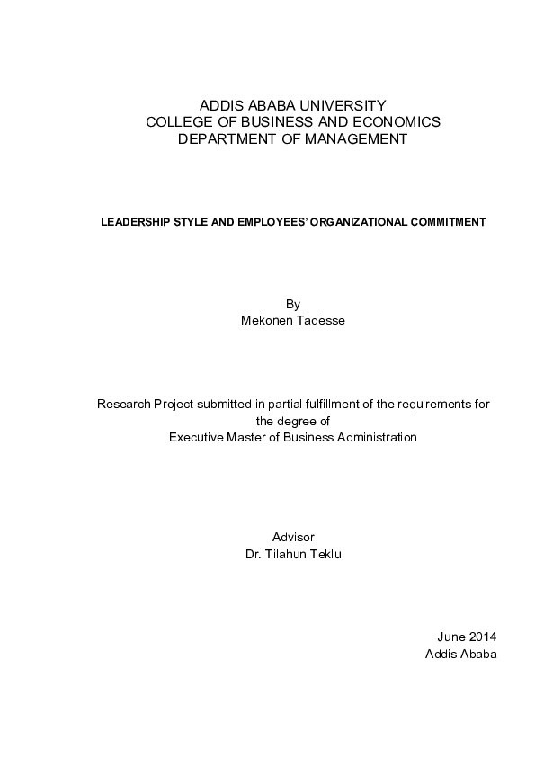 (PDF) Addis Ababa University College of Business and Economics ...