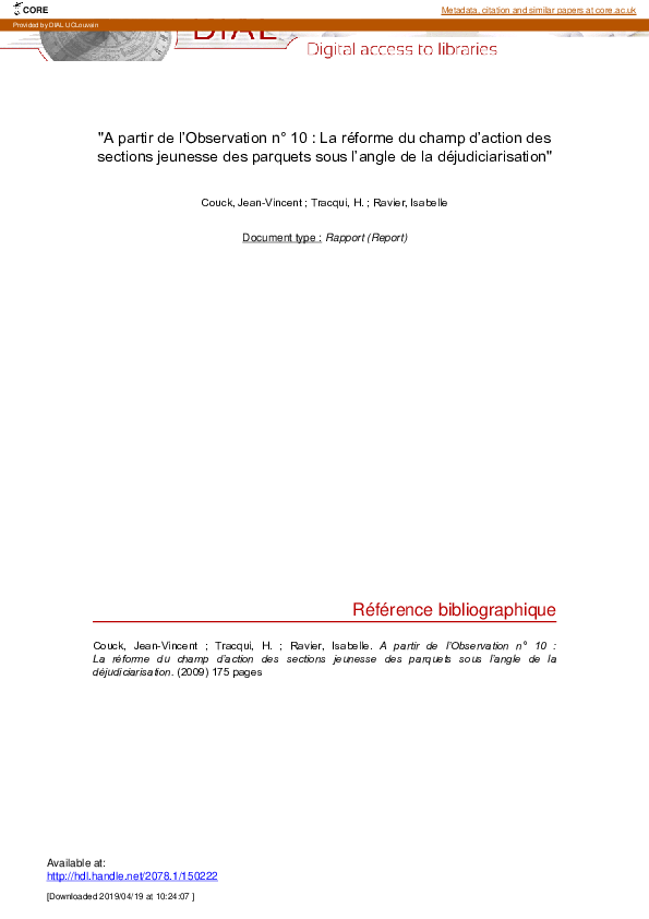 (PDF) A partir de l’Observation n° 10 : La réforme du champ d’action ...