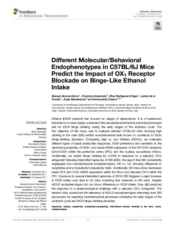 (PDF) Different Molecular/Behavioral Endophenotypes in C57BL/6J Mice ...