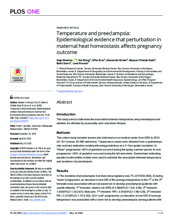(PDF) Temperature and preeclampsia: Epidemiological evidence that ...