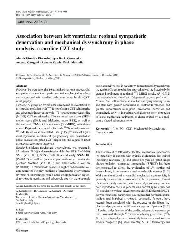 (PDF) Association between left ventricular regional sympathetic denervation and mechanical ...
