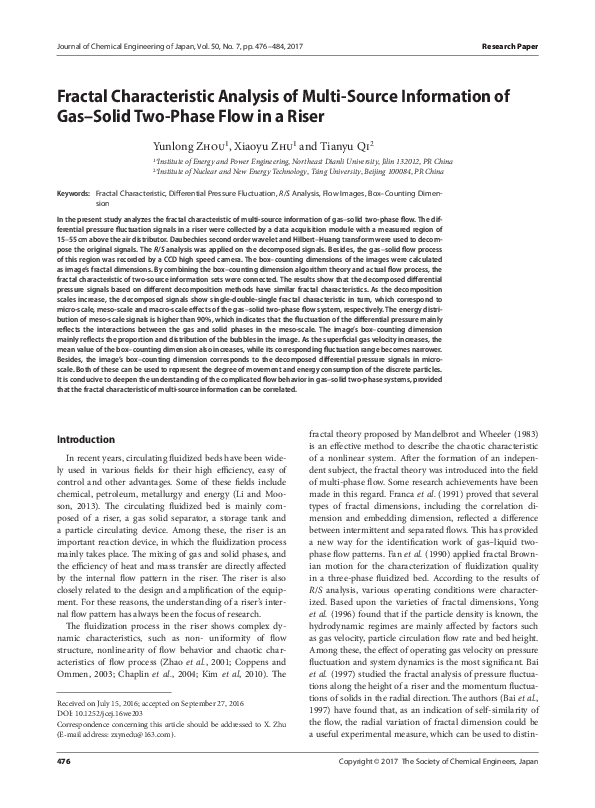 Pdf Fractal Characteristic Analysis Of Multi Source Information Of Gas Solid Two Phase Flow In