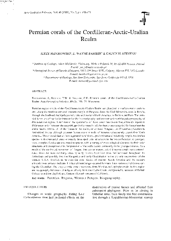 (PDF) Permian corals of the Cordilleran-Arctic-Uralian Realm