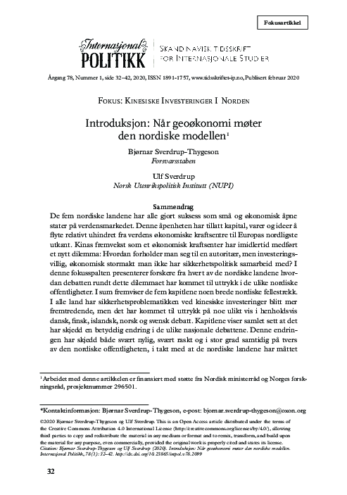 (PDF) Introduksjon: Når geoøkonomi møter den nordiske modellen | Bjørnar Sverdrup-Thygeson ...