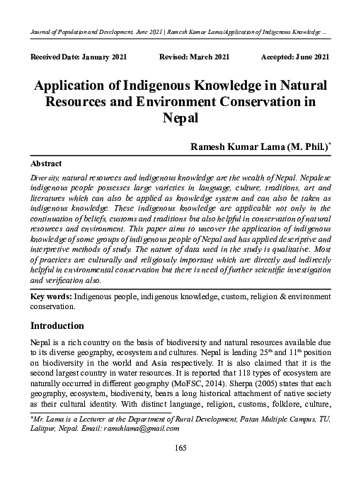 (PDF) Application of Indigenous Knowledge in Natural Resources and ...