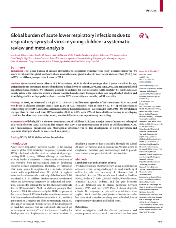 (PDF) Global burden of acute lower respiratory infections due to respiratory syncytial virus in ...