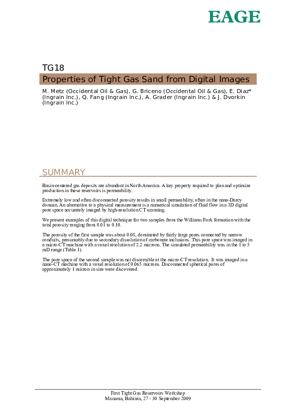 (PDF) Properties of tight gas sand from digital images