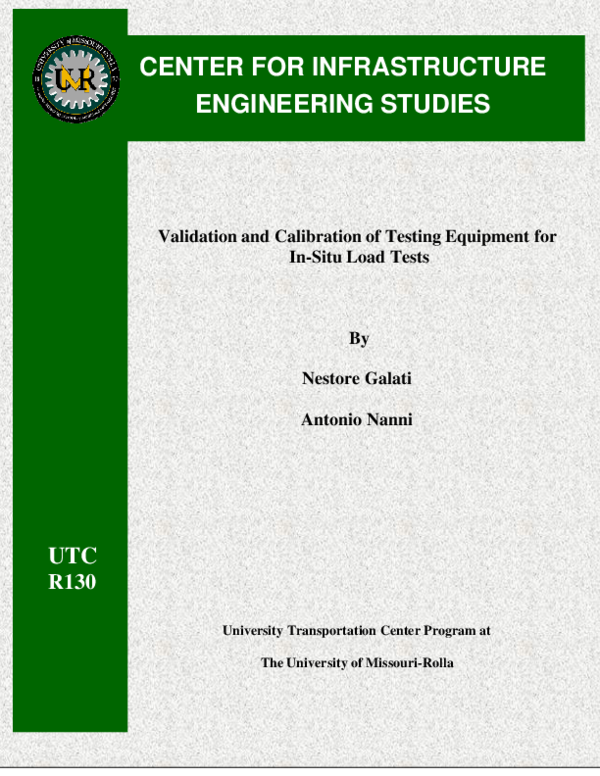 (PDF) Validation and Calibration of Testing Equipment for In-Situ Load ...