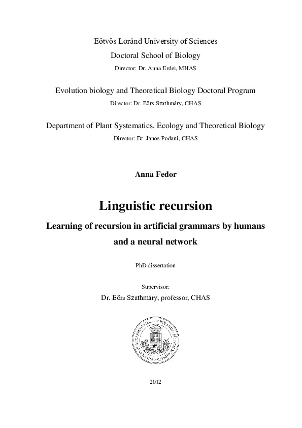 (PDF) Linguistic recursion