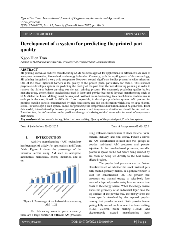 (PDF) Development of a system for predicting the printed part quality