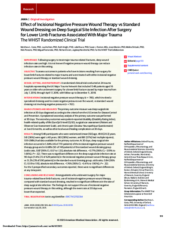 (PDF) Effect of Incisional Negative Pressure Wound Therapy vs Standard ...