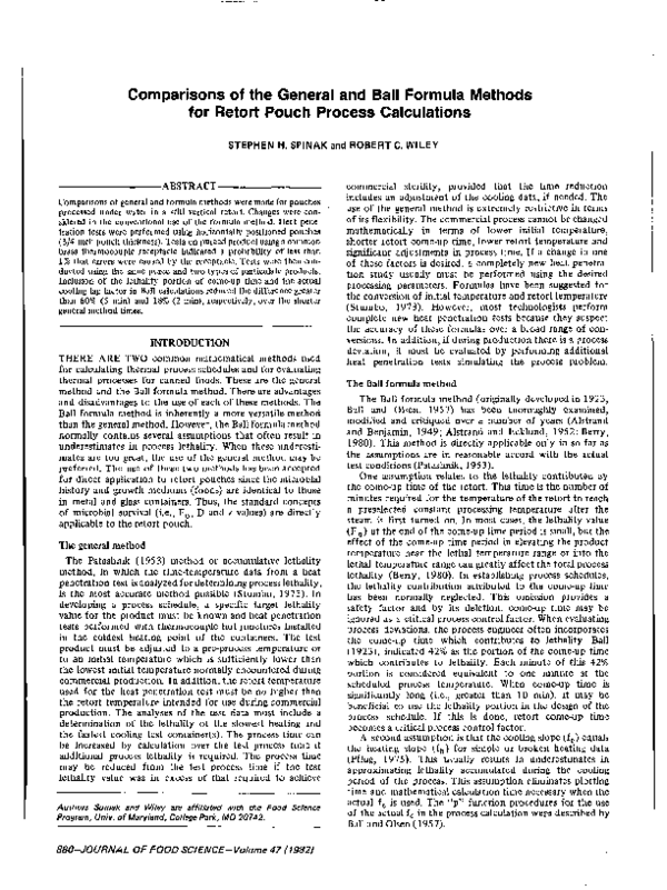 (PDF) Comparisons of the General and Ball Formula Methods for Retort ...