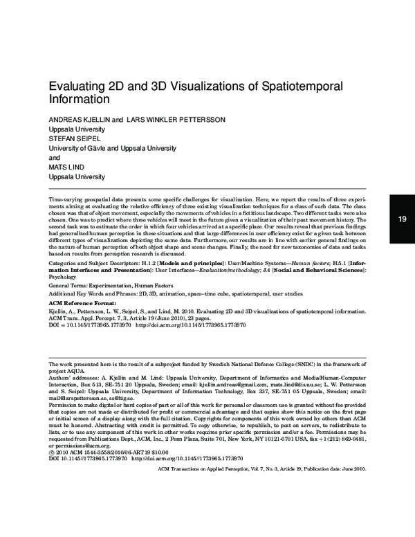 (PDF) Evaluating 2D and 3D visualizations of spatiotemporal information