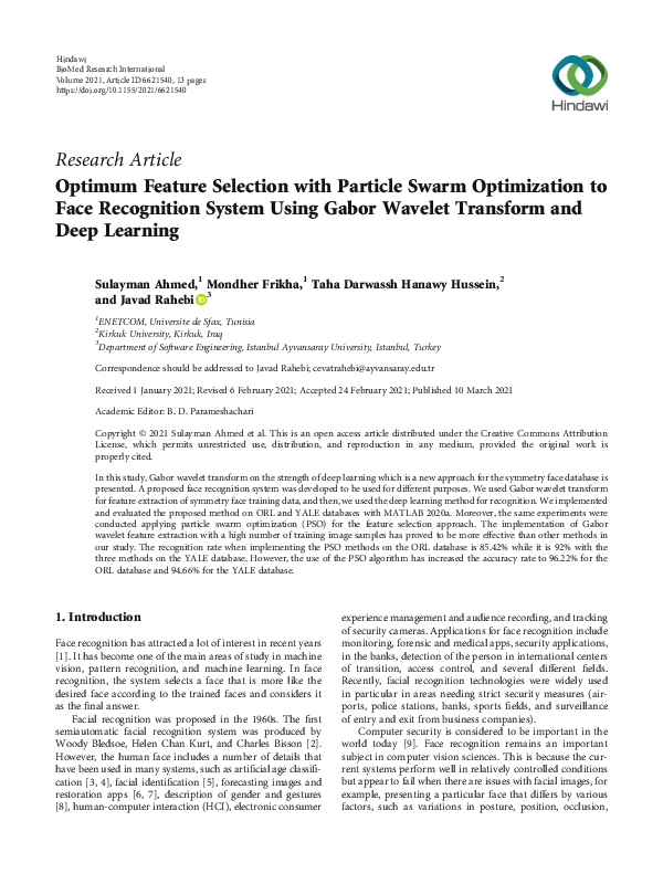 Pdf Optimum Feature Selection With Particle Swarm Optimization To Face Recognition System