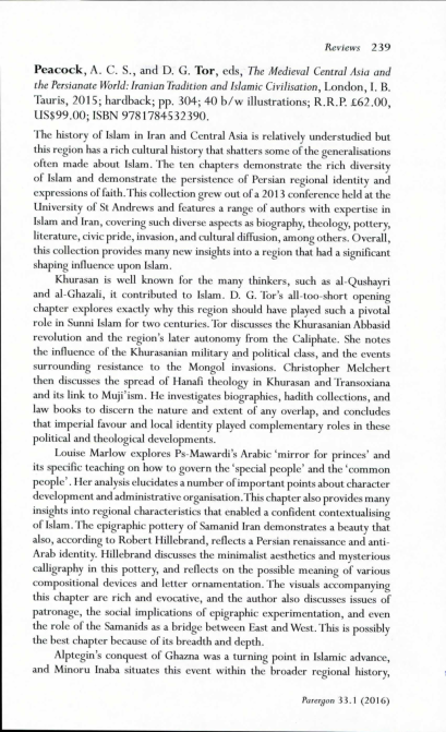 (PDF) The Medieval Central Asia and the Persianate World: Iranian ...