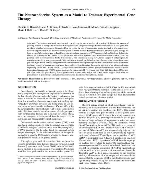 (PDF) The Neuroendocrine System as a Model to Evaluate Experimental ...