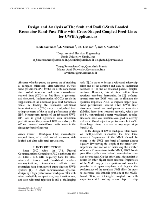 Pdf Design And Analysis Of The Stub And Radial Stub Loaded Resonator