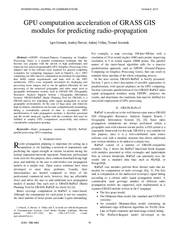 (PDF) GPU computation acceleration of GRASS GIS modules for predicting ...