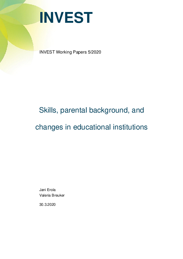 (PDF) Skills, parental background, and changes in educational institutions