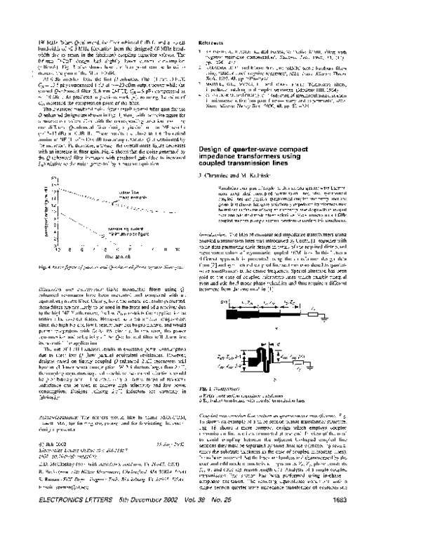 (PDF) Design of quarter-wave compact impedance transformers using ...