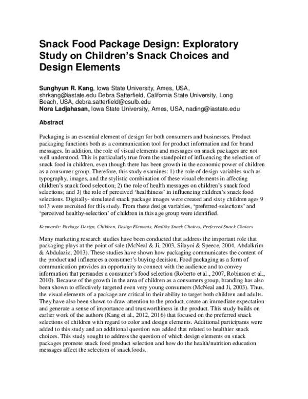 (PDF) Snack Food Package Design: Exploratory Study on Children's Snack ...