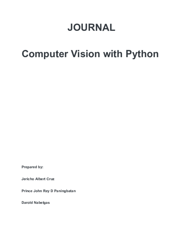 (PDF) Computer Vision with Python