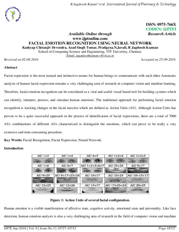 (PDF) Facial Emotion Recognition Using Neural Network