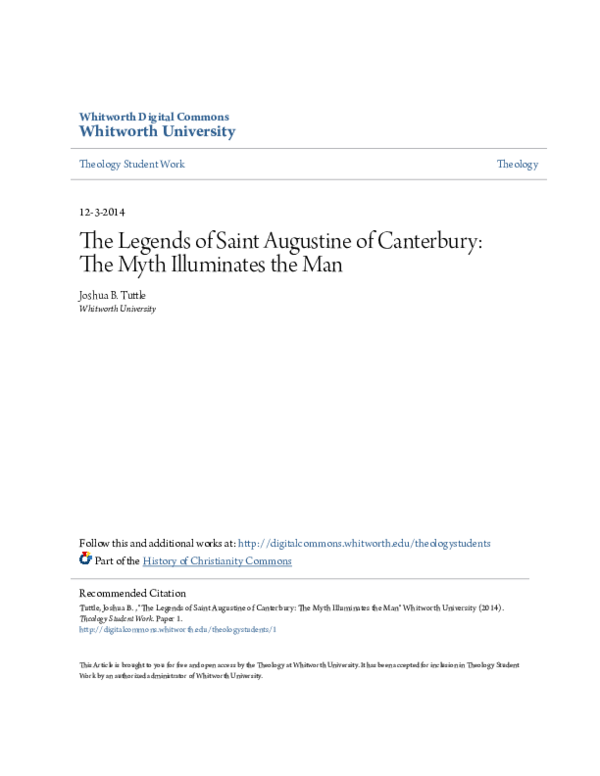 (PDF) The Legends of Saint Augustine of Canterbury: The Myth ...