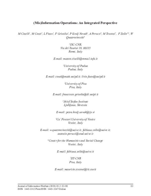 (PDF) (Mis)Information Operations: An Integrated Perspective