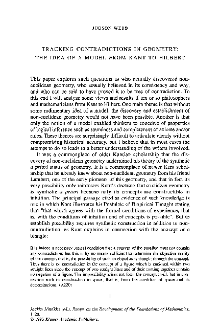 (PDF) Tracking Contradictions in Geometry: The Idea of a Model from ...