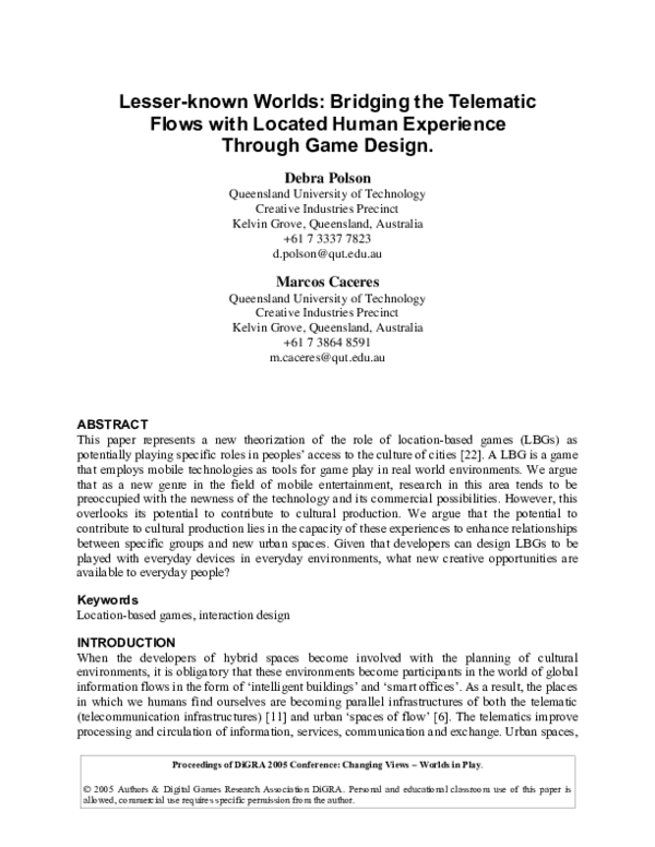 (PDF) Lesser-known worlds: bridging the telematic flows with located ...
