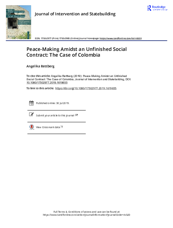 (PDF) Peace-Making Amidst an Unfinished Social Contract: The Case of ...