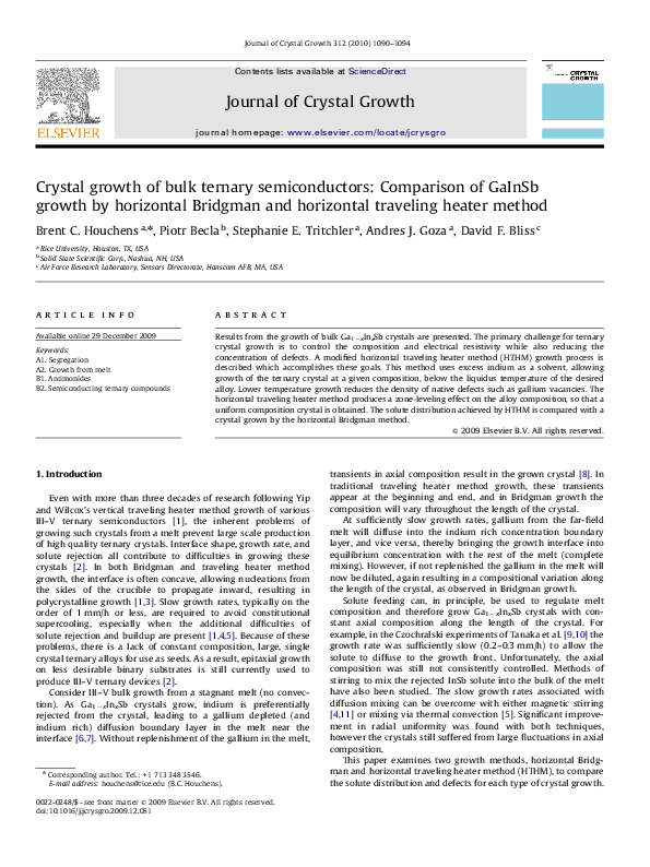 (PDF) Crystal growth of bulk ternary semiconductors: Comparison of ...
