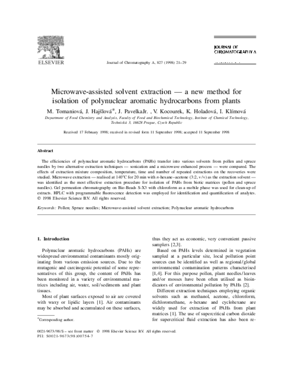 (PDF) Microwave-assisted solvent extraction — a new method for isolation of polynuclear aromatic ...