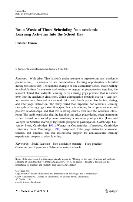 (PDF) Not a Waste of Time: Scheduling Non-academic Learning Activities ...