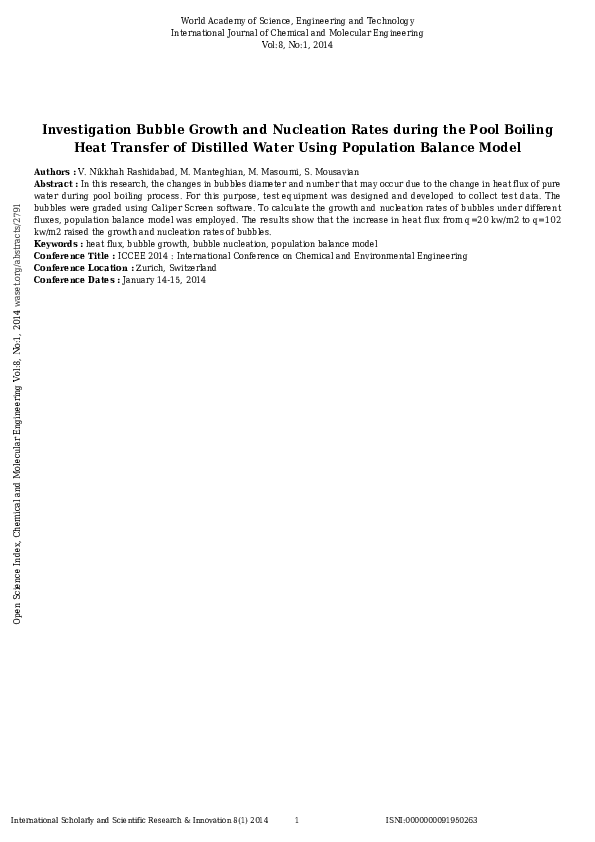 Pdf Investigation Bubble Growth And Nucleation Rates During The Pool