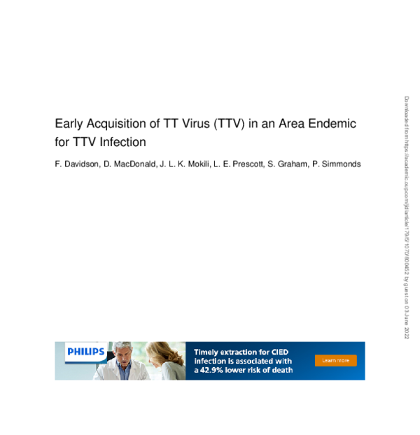 (PDF) Early Acquisition of TT Virus (TTV) in an Area Endemic for TTV ...