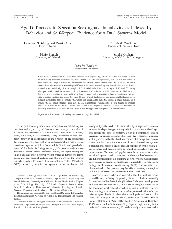 (PDF) Age differences in sensation seeking and impulsivity as indexed ...