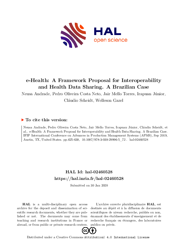 (PDF) e-Health: A Framework Proposal for Interoperability and Health ...
